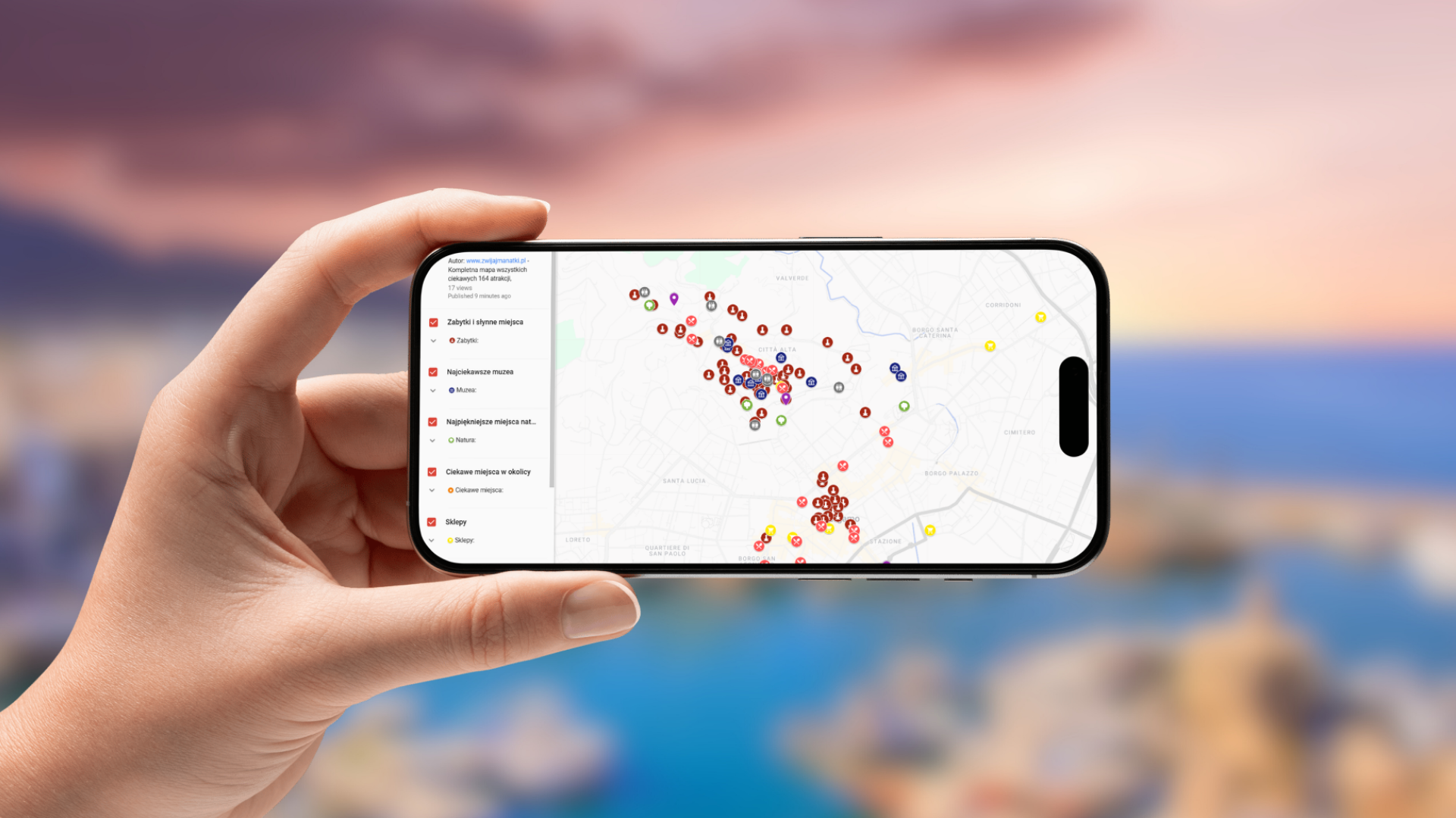 Bergamo - mega mapa 164 atrakcji turystycznych